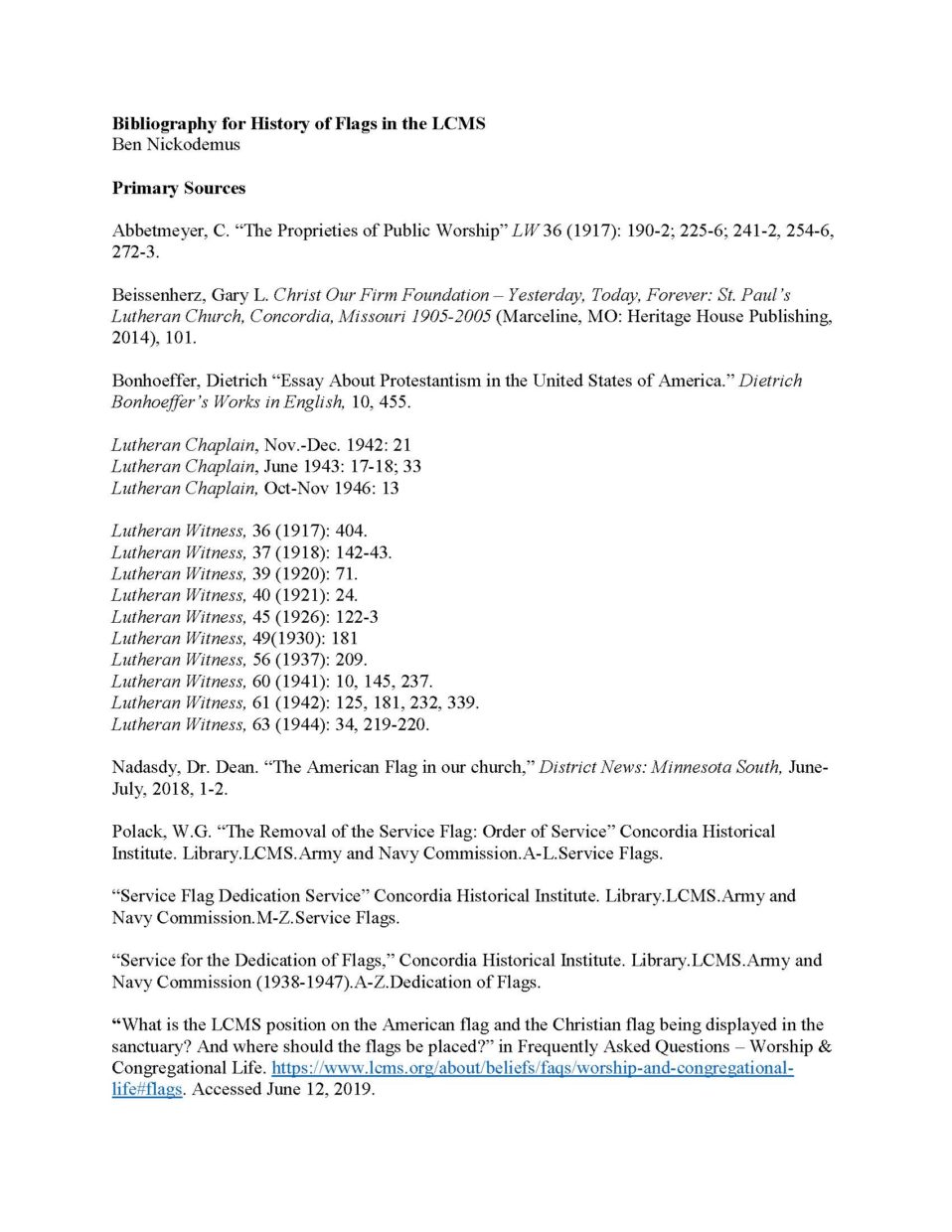 US Flag in Missouri Synod churches - Concordia Historical Institute