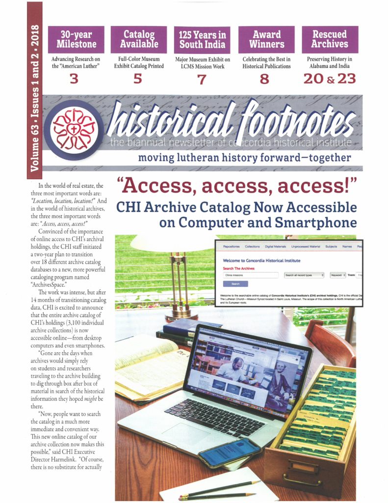 Historical Footnotes 2018 - Concordia Historical Institute